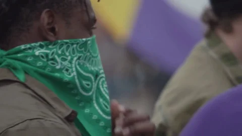 Gang member black man in green face mask... | Stock Video | Pond5