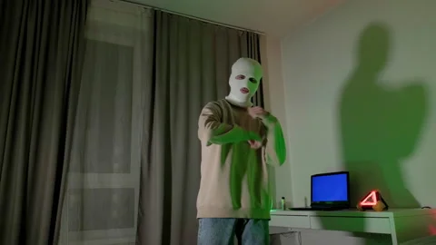 Gangster in a white mask for a rap video... | Stock Video | Pond5