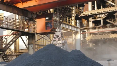 gantry crane grab granulating slag from ... | Stock Video | Pond5