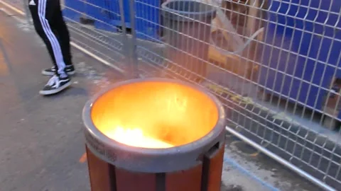 Fire Garbage Can Stock Video Footage | Royalty Free Fire Garbage Can ...