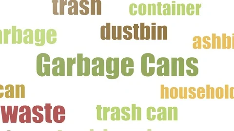 Garbage Cans Word Cloud Animated On Whit... | Stock Video | Pond5