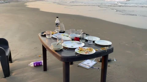 Garbage Destroyed On An Dirty Dining Tab... | Stock Video | Pond5