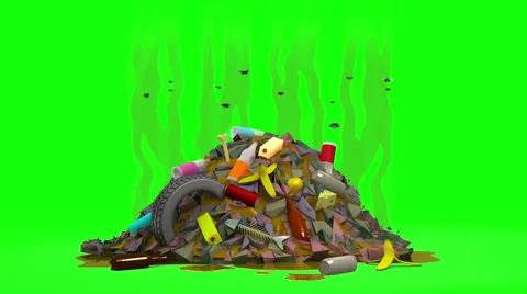 Garbage dump with flies. 3D animation in... | Stock Video | Pond5