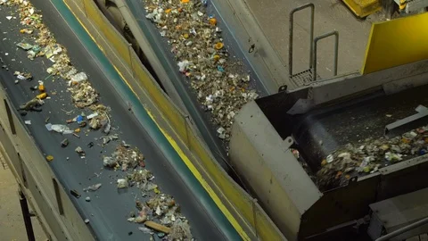 Garbage in a moving Conveyors. Waste Rec... | Stock Video | Pond5