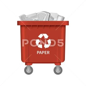 Garbage paper container mockup, realistic style: Royalty Free #100490842