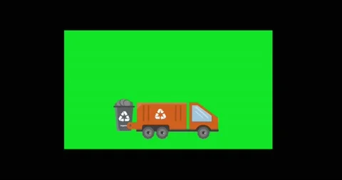 Garbage truck animation on the green scr... | Stock Video | Pond5
