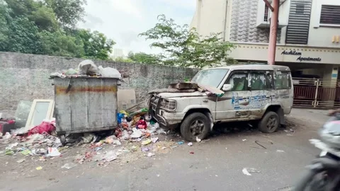 Garbage waste dump in roadside of Indian... | Stock Video | Pond5