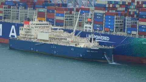 Gas Agility bunkering a large LNG powere... | Stock Video | Pond5
