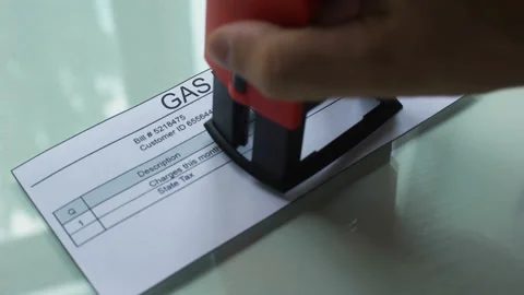 Gas bill final reminder, hand stamping s... | Stock Video | Pond5