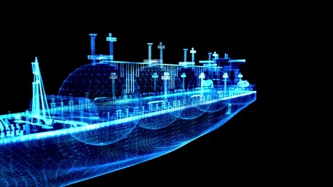 Gas carrier. Blue particle and lines for... | Stock Video | Pond5