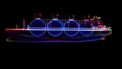 Gas carrier. Blue particle and lines for... | Stock Video | Pond5
