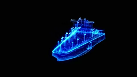 Gas carrier LNG. Blue particle and lines... | Stock Video | Pond5