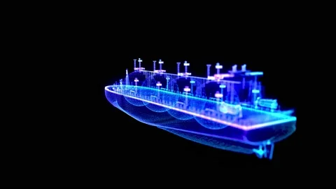 Gas carrier LNG. Blue particle and lines... | Stock Video | Pond5