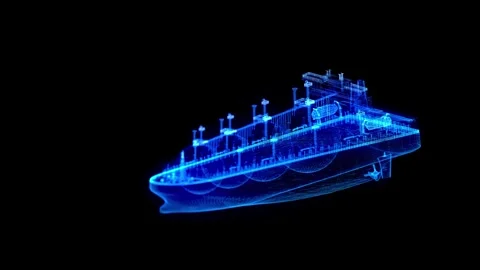 Gas carrier LNG. Blue particle and lines... | Stock Video | Pond5