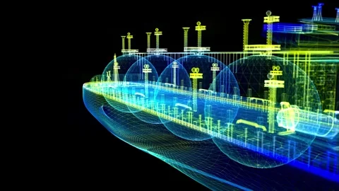 Gas carrier LNG. Blue particle and lines... | Stock Video | Pond5