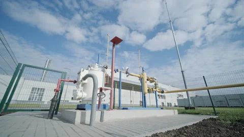 Gas distribution station. Industrial fac... | Stock Video | Pond5