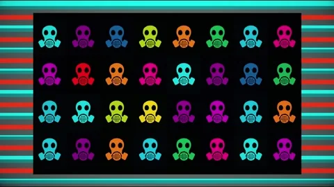 Gas Mask Retro Pop Spectrum Style 80s Vj... | Stock Video | Pond5