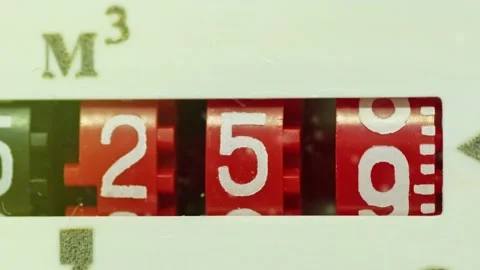 gas meter numbers counting consumption | Stock Video | Pond5