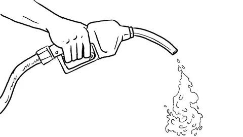 Gas Nozzle Pumping Dollar Out Drawing 2D... | Stock Video | Pond5