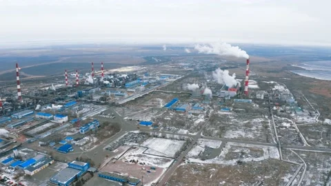 Gas processing and production plant. Dro... | Stock Video | Pond5