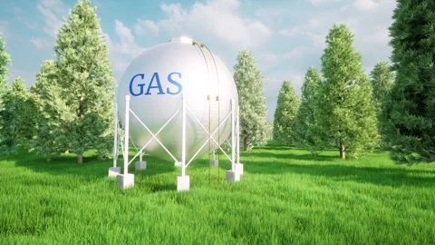 Gas station sphere on nature back forest... | Stock Video | Pond5