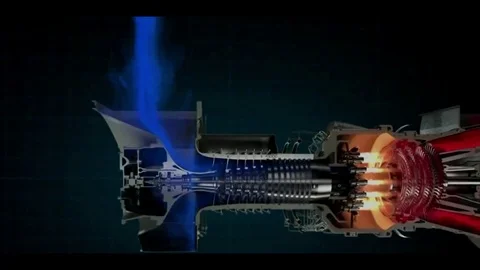 Gas turbine firing animation with compre... | Stock Video | Pond5