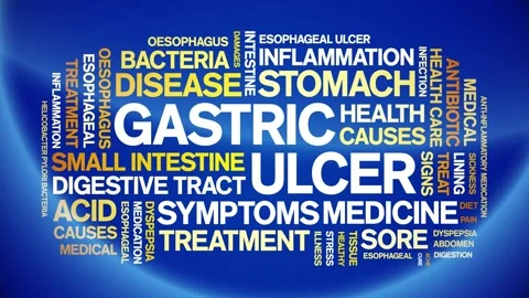 Gastric Ulcer animated word cloud,animat... | Stock Video | Pond5