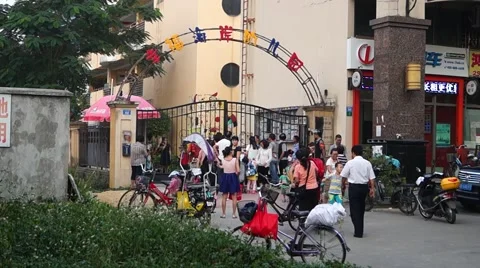 The gate of the kindergarten, the parent... | Stock Video | Pond5