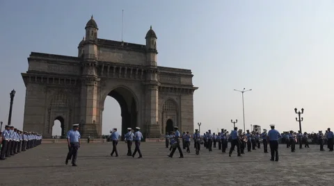 Gateway of India in Mumbai, navy marchin... | Stock Video | Pond5
