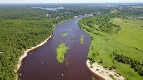 Gauja river Latvia drain into Baltic Sea... | Stock Video | Pond5