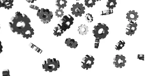 GEAR icon 3d falling slow motion | Stock Video | Pond5