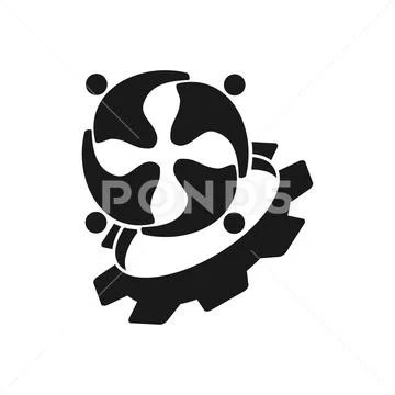 Gear Machine Commitment Teamwork Together Black Logo: Graphic #115497073