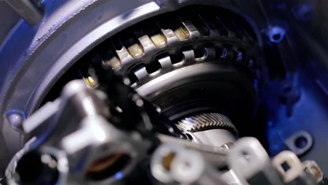 Gear mechanism process Rotating gears. w... | Stock Video | Pond5