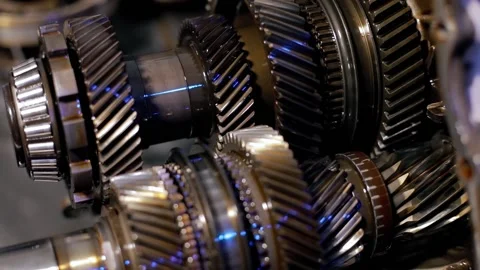 Gear mechanism process Rotating gears. w... | Stock Video | Pond5
