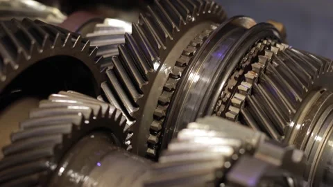 Gear mechanism process Rotating gears. w... | Stock Video | Pond5