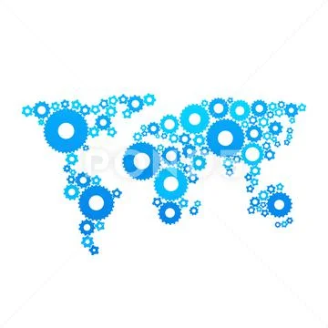 Gear world map vector illustration isolated on white background ~ Clip ...