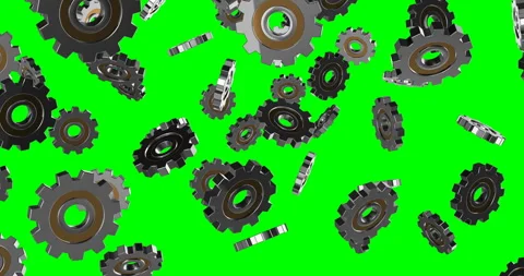 Gears falling slow motion animation 3d | Stock Video | Pond5