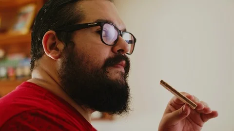 Geek Man With A Beard Turning To The Cam... | Stock Video | Pond5