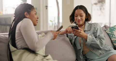 Gen z, girl and friends with phone on so... | Stock Video | Pond5