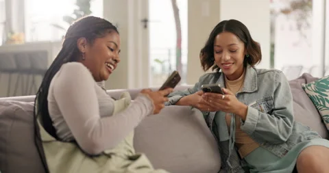 Gen z, girls and laughing with phone on ... | Stock Video | Pond5