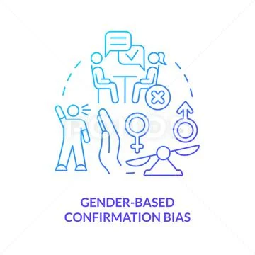 Gender-based confirmation bias blue gradient concept icon: Graphic #223328269