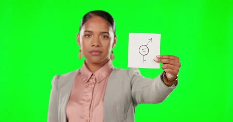 Gender equality, green screen and seriou... | Stock Video | Pond5