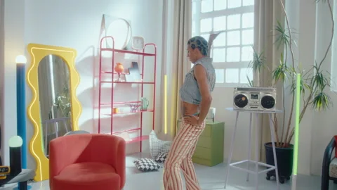 Gender Fluid Man in Y2K Outfit Performin... | Stock Video | Pond5