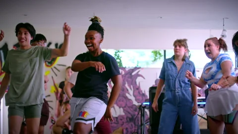 Gender fluid person dances on a makeshif... | Stock Video | Pond5