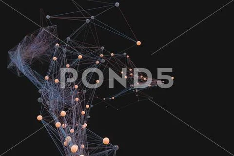 Gene lines and nodes, biological gene structure, 3d rendering ...