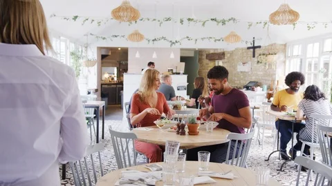 General view of a busy restaurant dining... | Stock Video | Pond5
