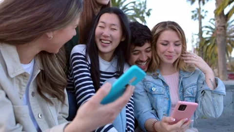 Generation z group of young student frie... | Stock Video | Pond5