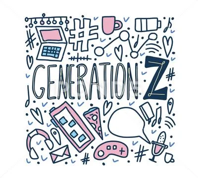 Generation z poster. Text with digital symbols. Vector concept ...