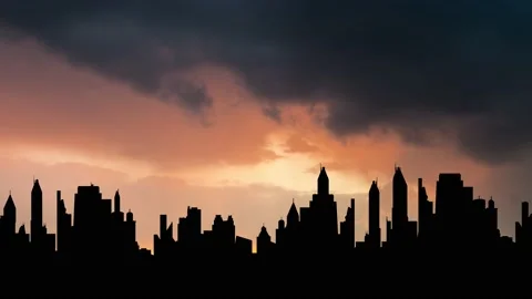 Generic Cityscape Silhouette: Skyline, B... | Stock Video | Pond5