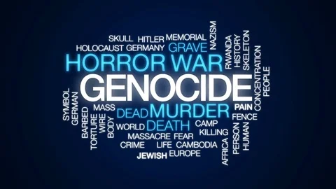 Genocide animated word cloud, text desig... | Stock Video | Pond5